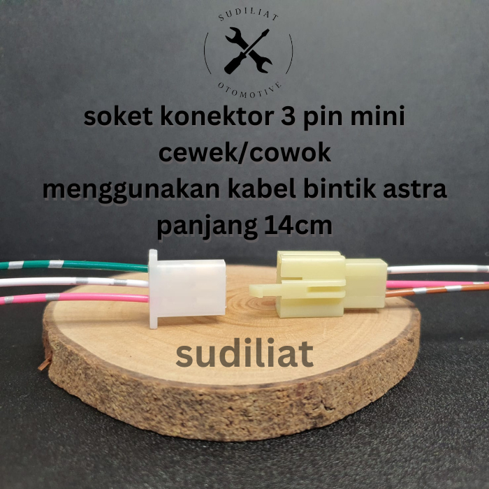 Jual SOKET / SOCKET SAMBUNG KABEL 3 PIN KECIL / MINI + KABEL BINTIK ...