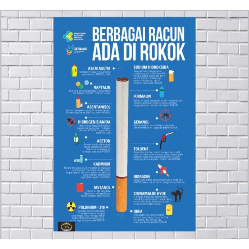 Jual Poster Kesehatan Tentang Berbagai Racun Ada Di Rokokk | Shopee ...
