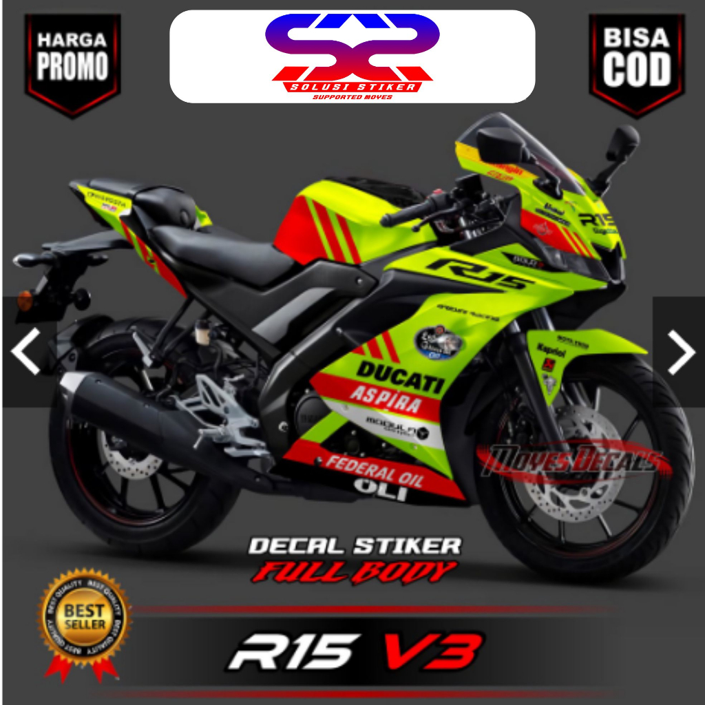 Jual Decal Stiker Yamaha R15 V3 Motif Racing Keren FullBody Decal R15 ...