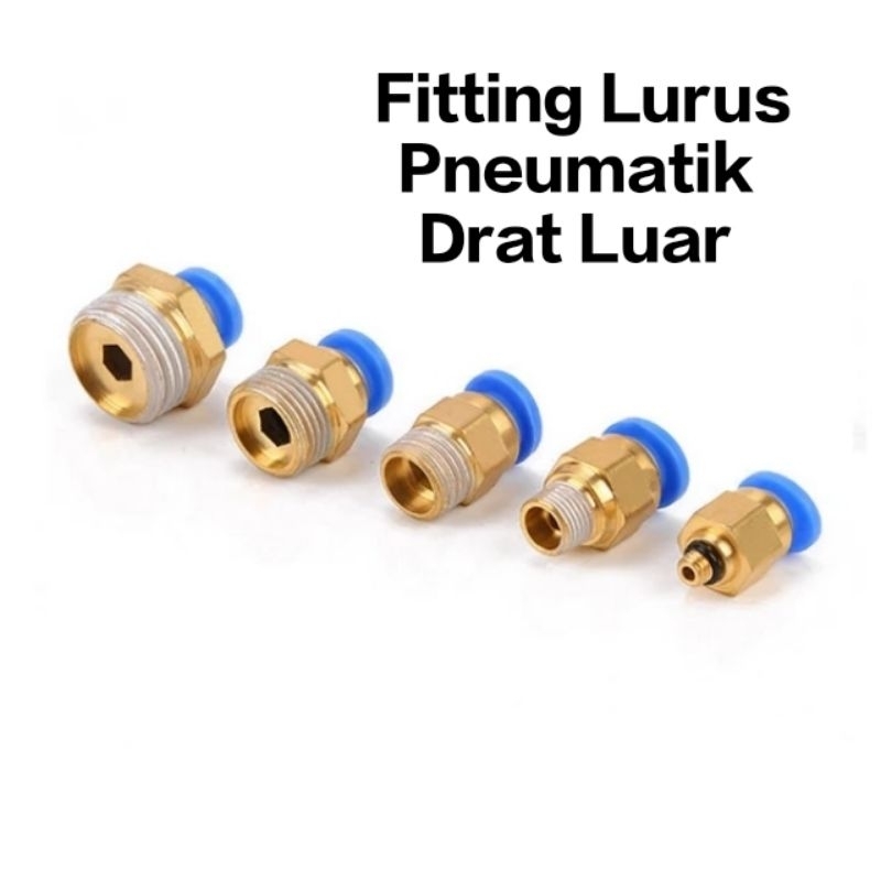 Jual Fitting Konektor Lurus Selang Pneumatic Drat Luar Slip Lock ...