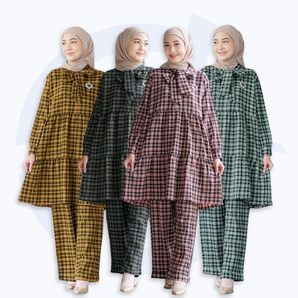 Jual Baju Setelan Wanita Tunik dan Celana Panjang Kulot One Set ...