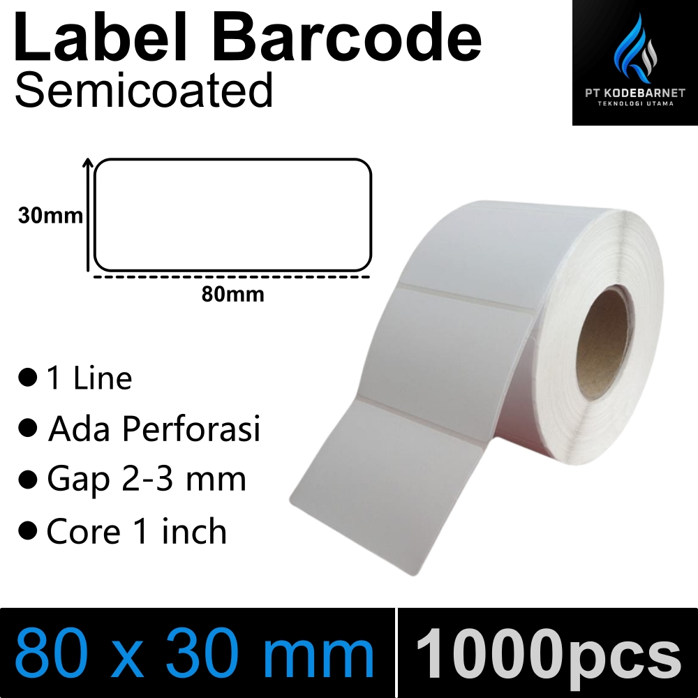 Jual LABEL STICKER BARCODE SEMICOATED 8X3 CM / 80X30 MM MURAH | Shopee ...