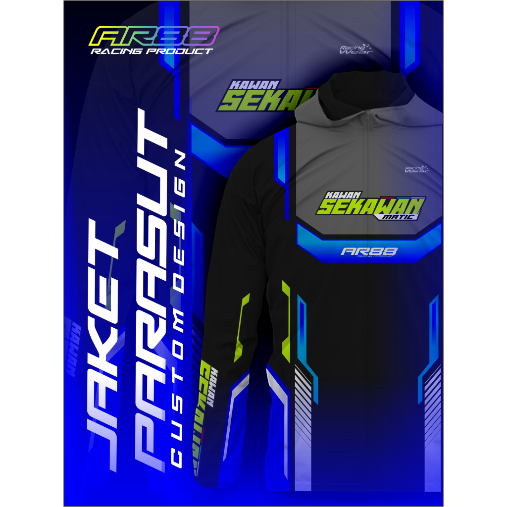 Jual JAKET PARASUT RACING CUSTOM FREE DESAIN | Shopee Indonesia