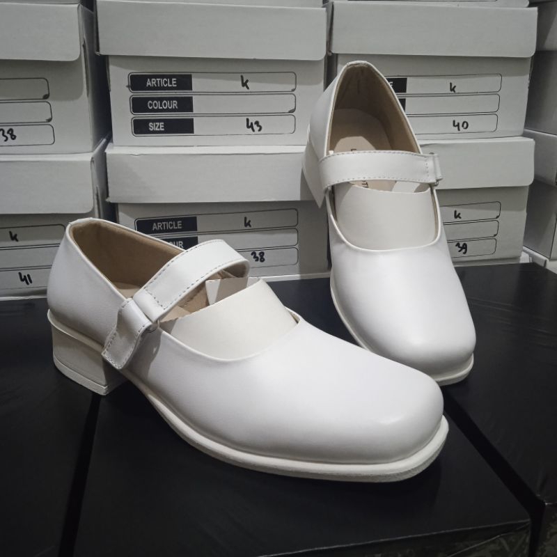 Jual Sepatu Paskibra Perawat Wanita Pantofel Kulit Putih | Shopee Indonesia