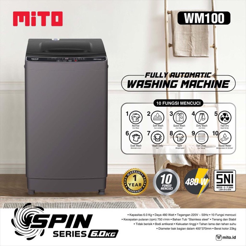 Jual MITO MESIN CUCI TOP LOADING WM 100 / WM100 6KG | Shopee Indonesia