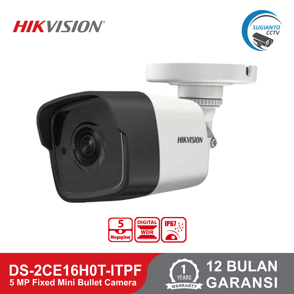 Jual CCTV HikVision DS-2CE16H0T-ITPF 5 MP Fixed Mini Bullet Camera | Shopee Indonesia