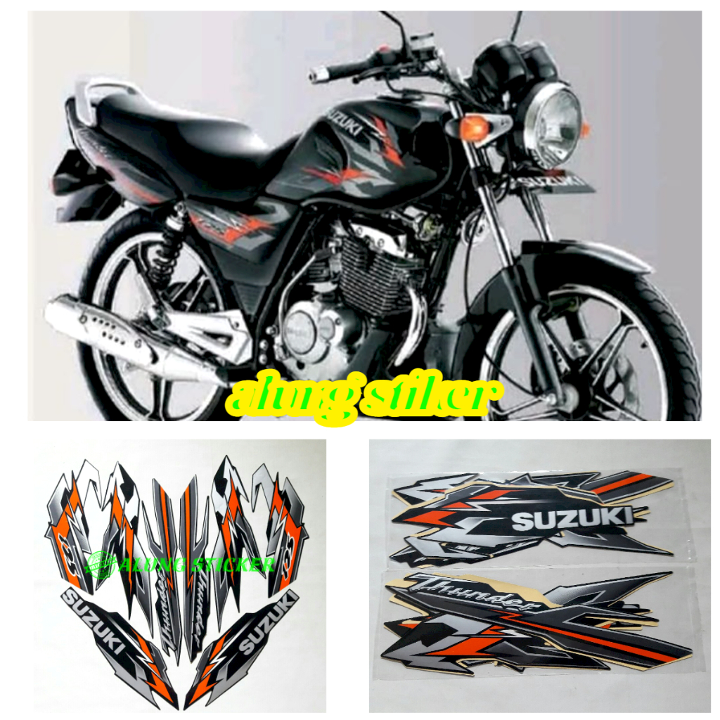 Jual STIKER STRIPING LIS LES BODY MOTOR THUNDER 125 2009 FULL HITAM ...