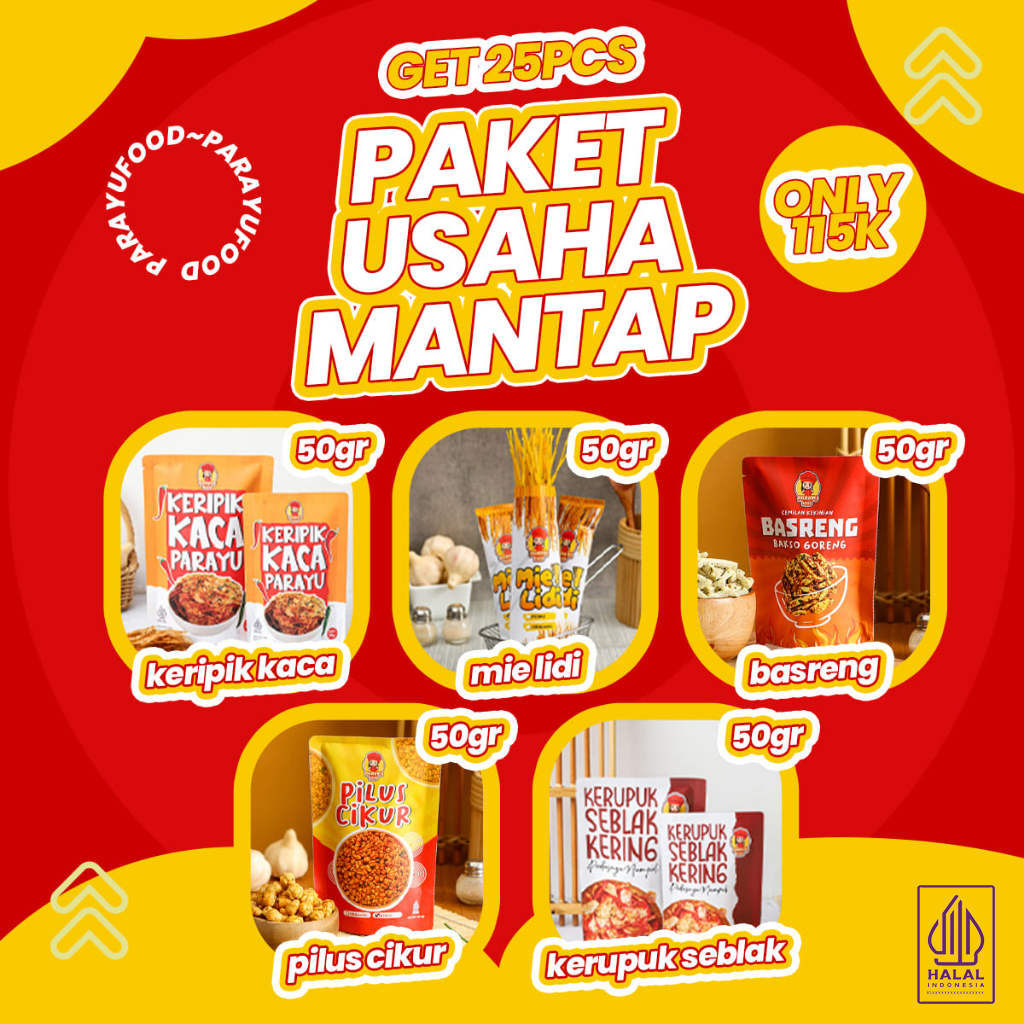 Jual Parayu Food - Paket Usaha Mantap 25 Pcs Ukuran 50gr Varian Basreng ...