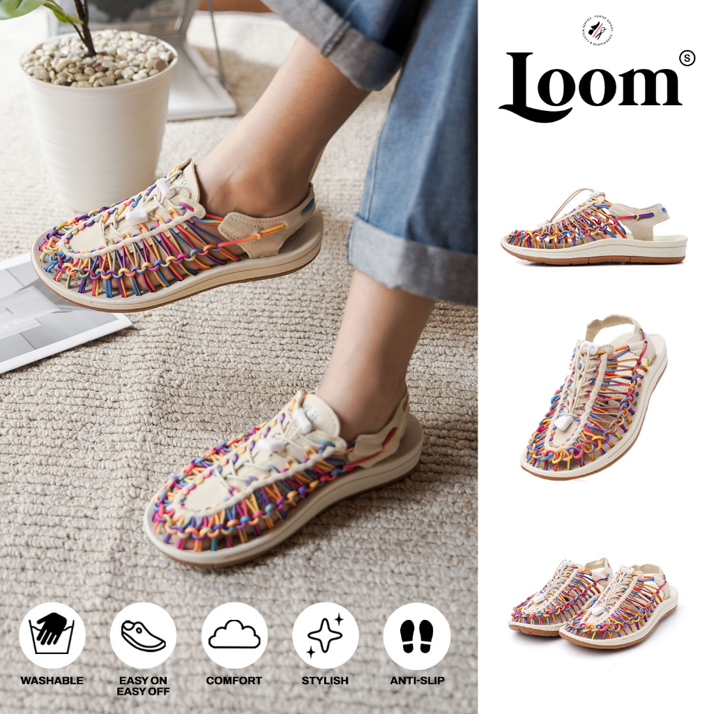 Jual Sandal Wanita Portee Goods Loom Sandal Wanita Rainbow White ...