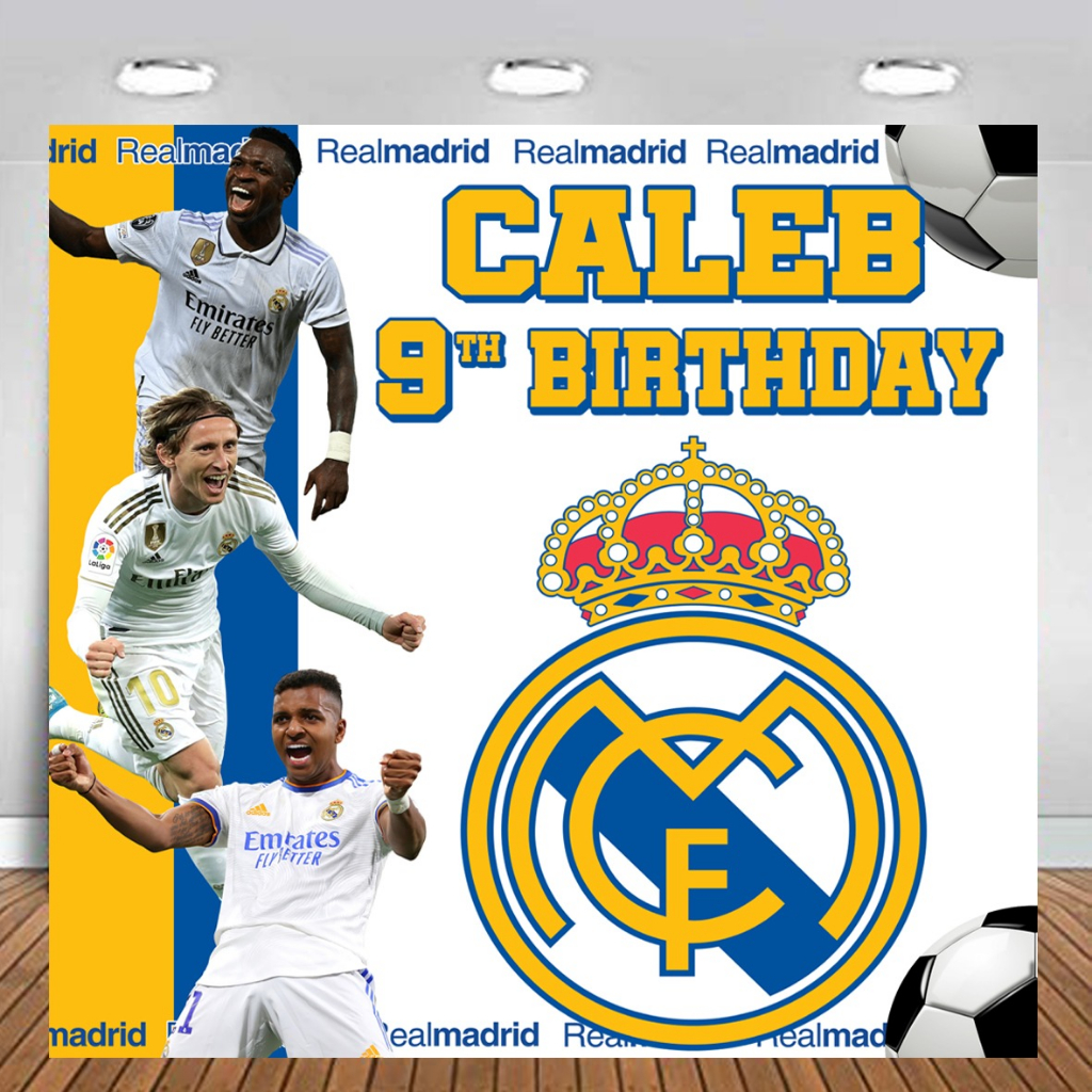 Jual Sepak Bola Real Madrid Backdrop / Flexi Banner For Birthday Party ...