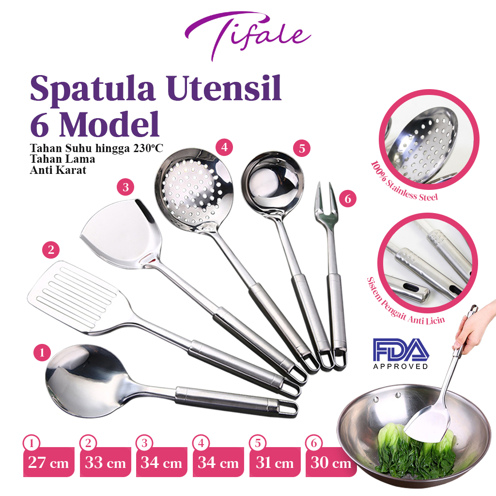 Jual Tifale Sodet Spatula Sutil Penggorengan Centong Sayur Stainless Steel Paket Lengkap Utensil ...