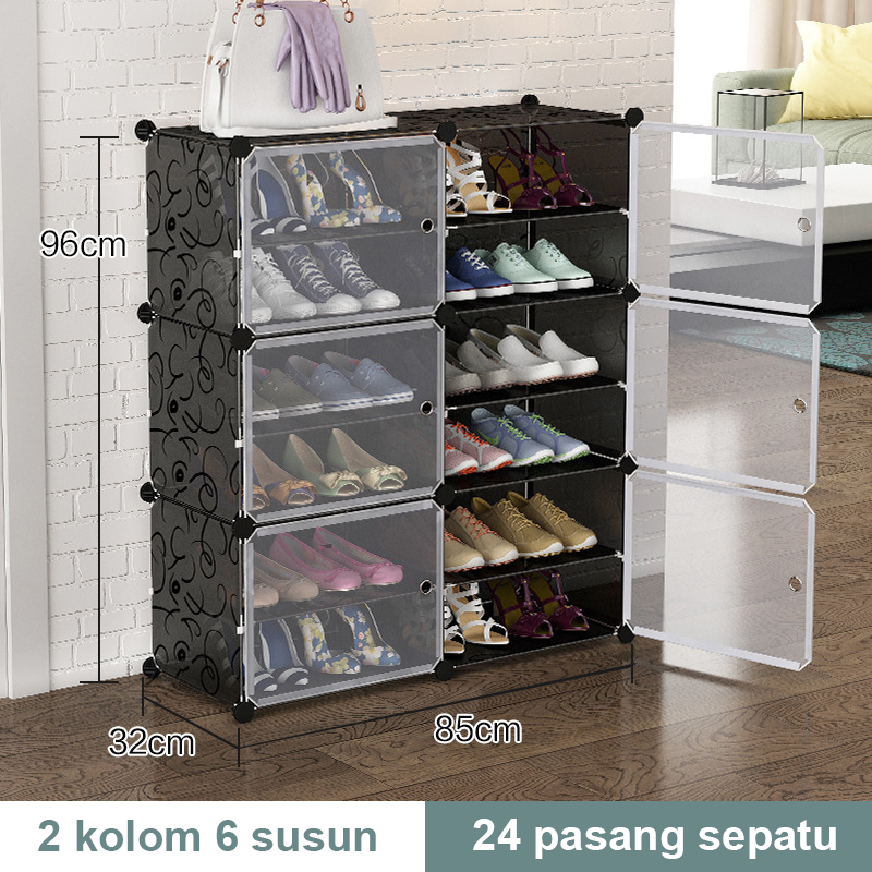 Jual Rak Sepatu Susun Tertutup Aesthetic Lemari Sepatu Plastik ...
