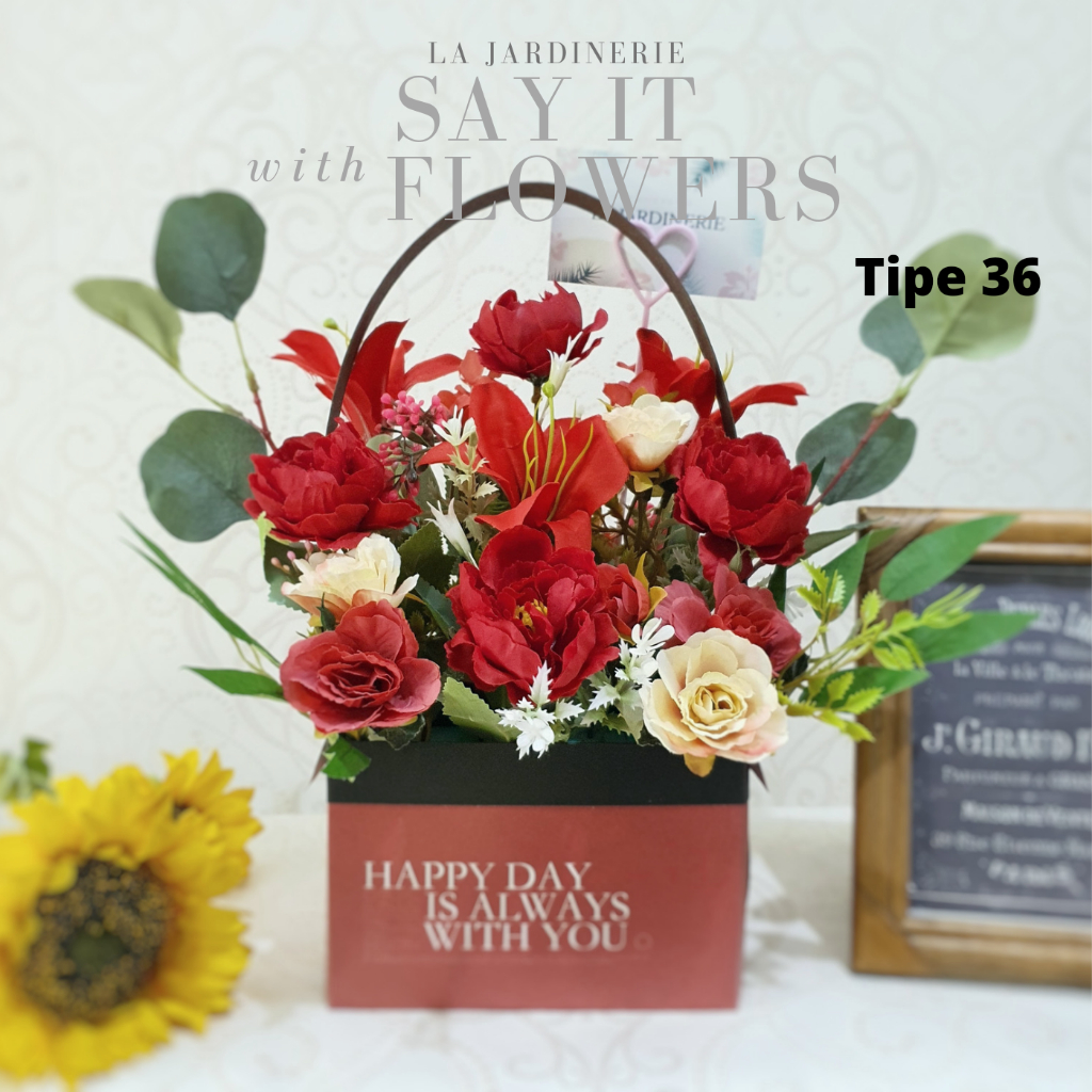 Jual Rangkaian Bunga Artificial Plastik Ucapan Selamat Bloom Box Kado ...