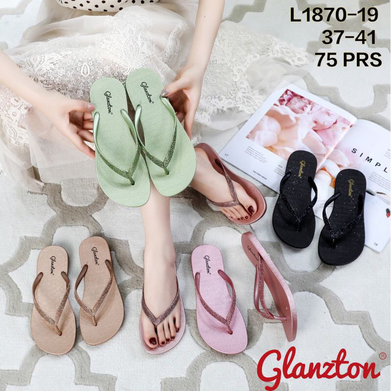 Jual Sandal Jelly Glanzton L1870 Sandal Jepit Polos Tali Glitter Serian ...