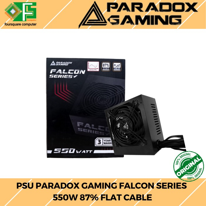 Jual PSU PARADOX GAMING FALCON 550 WATT 87+ CERTIFIED | Power Supply 550W | Shopee Indonesia