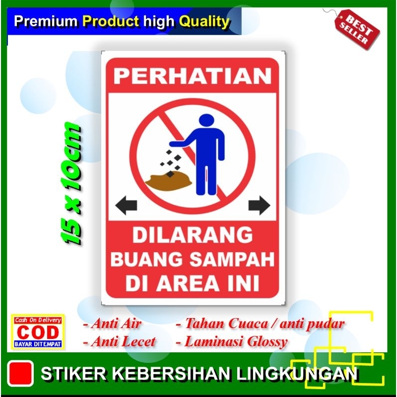 Jual Stiker dilarang buang sampah di area ini sticker ketertiban ...