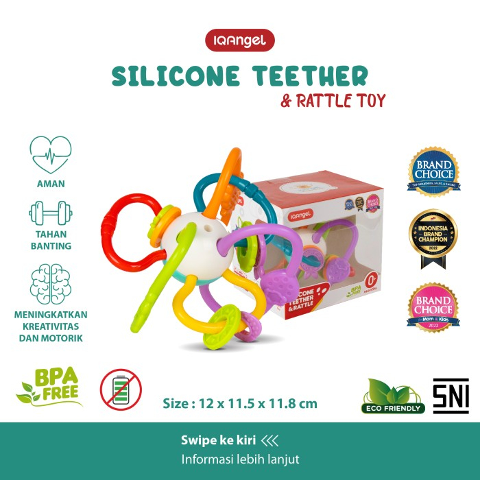 Jual IQANGEL Silicone Teether & Rattle / Mainan Gigi Bayi / Mainan Anak ...