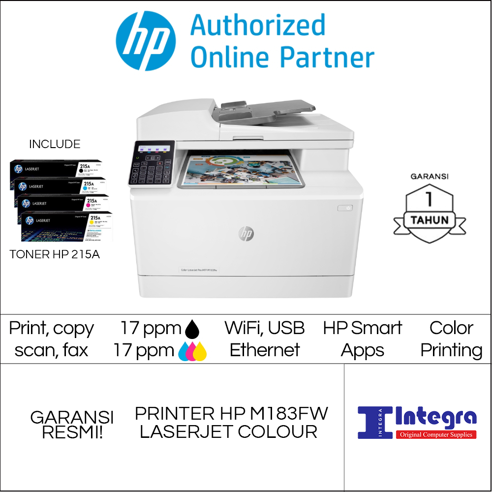 Jual Printer HP Color LaserJet Pro MFP M183fw | 183FW Wireless Wifi ...