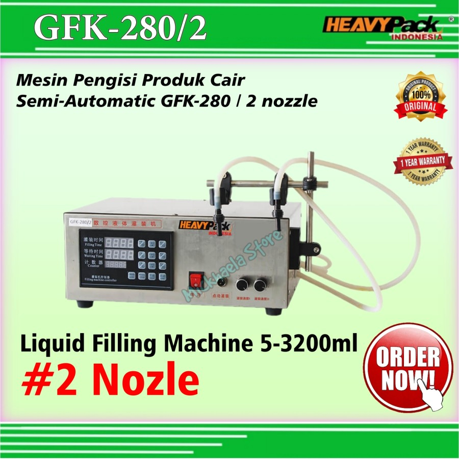 Jual Mesin Pengisi Cairan Otomatis Filling Liquid 2 Nozle GFK-280 HEAVYPACK | Shopee Indonesia