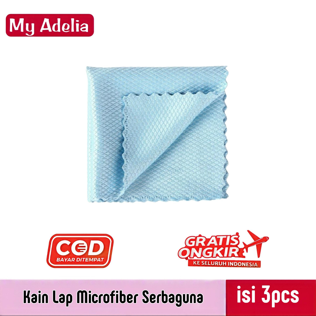 Jual Kain Lap Microfiber Bahan Premium Super Halus isi 3pcs Ukuran ...