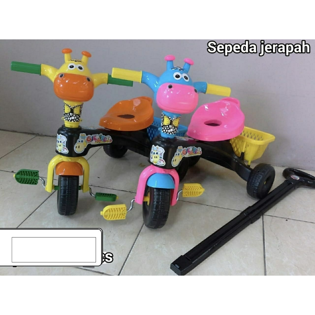 Jual MAINAN SEPEDA DUDUK RODA TIGA KEPALA JERAPAH V007B sepeda jerapah ...