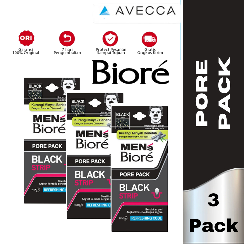 Jual ( 3 Pack ) Mens Biore Pore Pack 4 Pcs / Pengangkat Komedo ...