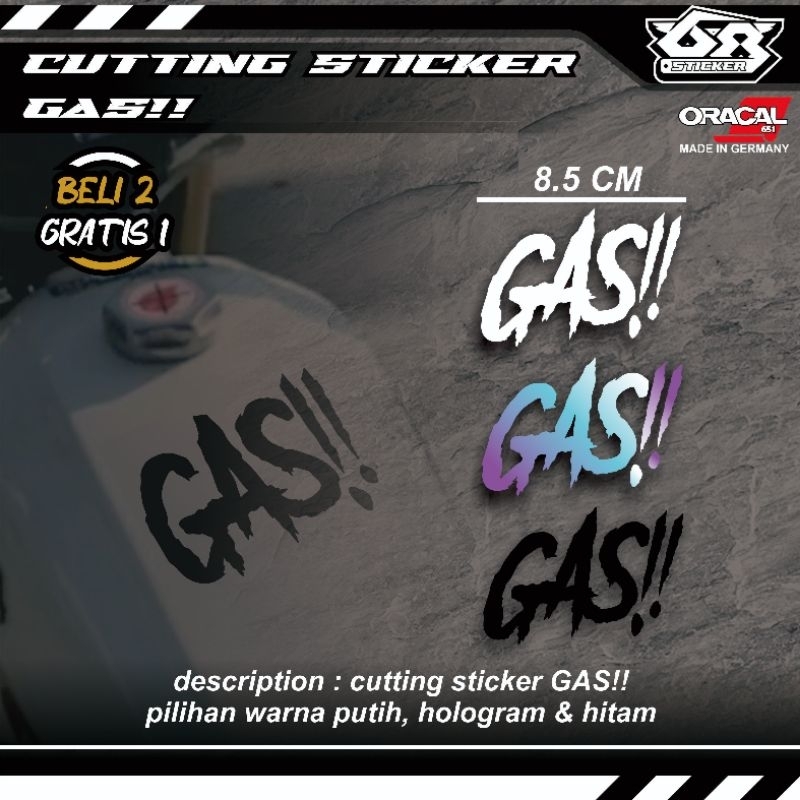 Jual Cutting Sticker Gas Bisa Ditempel Di Kaca Mobil Helm Motor Laptop ...
