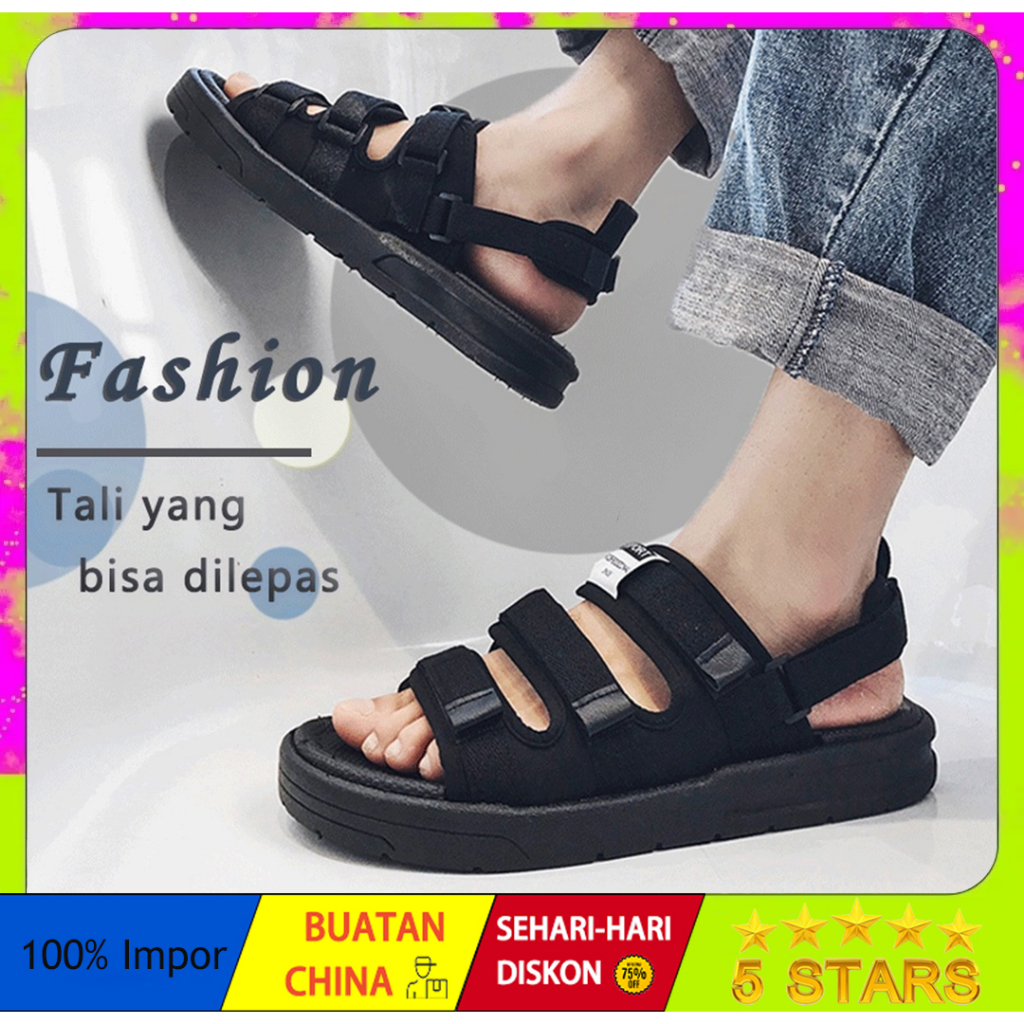 Jual (Gratis Ongkir) Sandal Gunung Pria Original Hitam Sendal Traveling ...