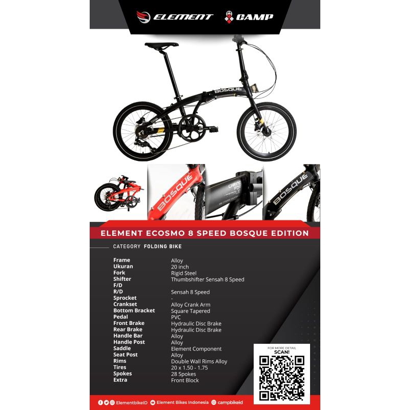 Jual 20" Seli Element ecosmo 8 bossque8Sp Sensah hydro brake Alloy ...