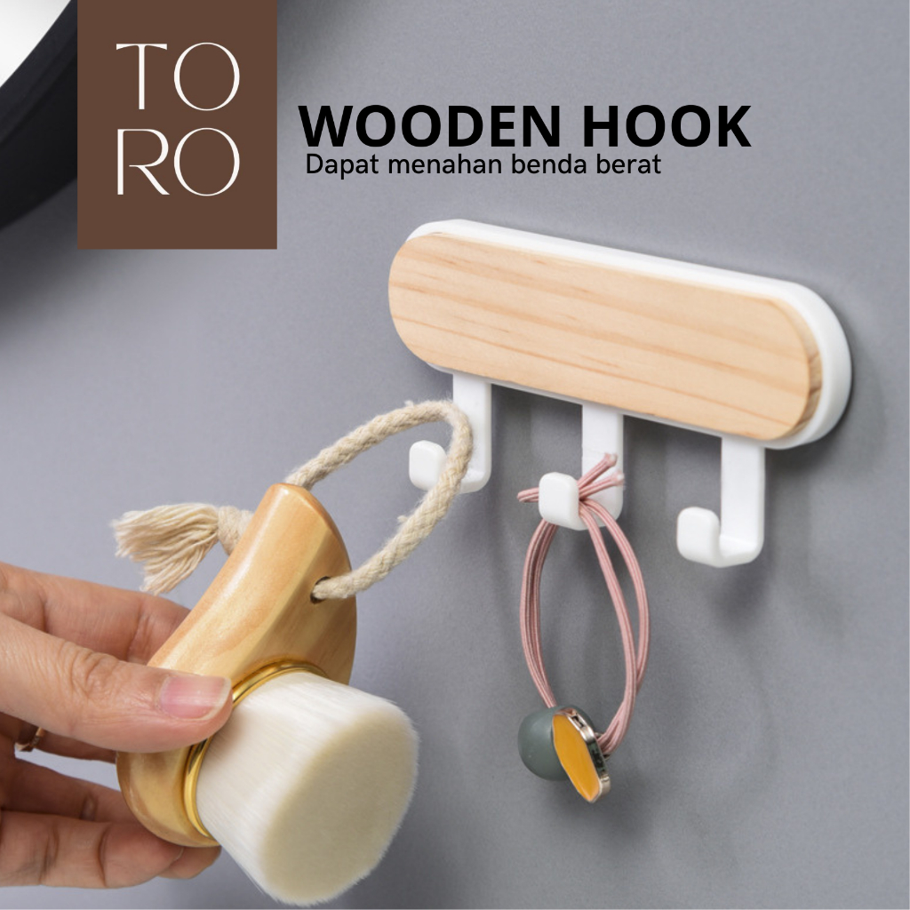 Jual TORO - WOODEN HOOK GANTUNGAN TEMPEL DINDING KAYU KUNCI HANGER ...