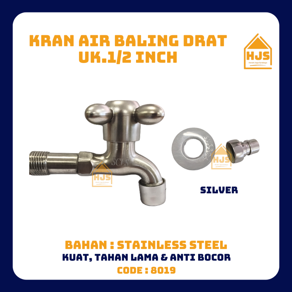 Jual Kran Air Putar Stainless 1/2 inci 0.5 anti karat l Keran Baling ...