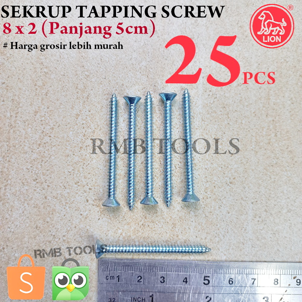Jual 8x2 Sekrup Tapping FH Verseng Panjang 5cm 8 / Skrup Tapping FH ...