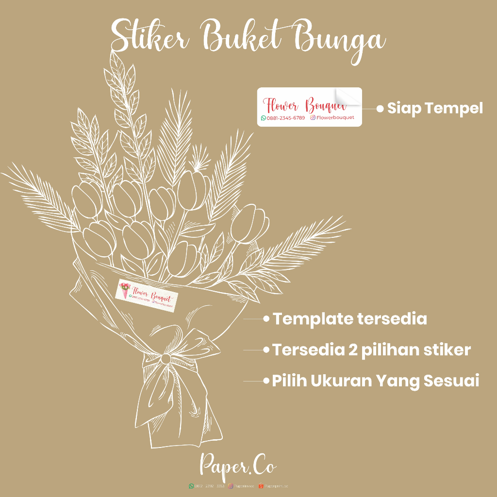 Jual Stiker Buket Bunga | Stiker Florist | Stiker Label Bunga | Shopee ...