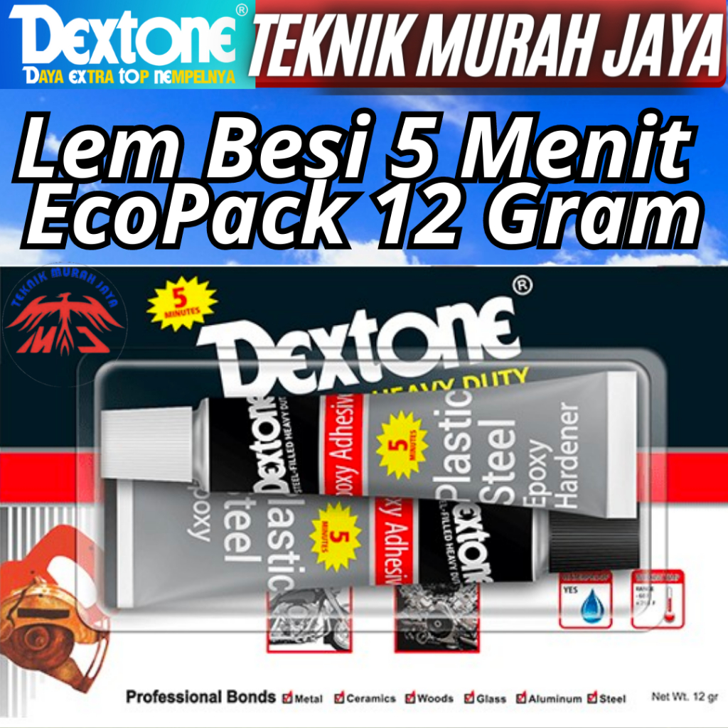Jual DEXTONE Lem Besi 5 Menit Ecopack 12 GRAM MINI PLASTIC STEEL EPOXY ...