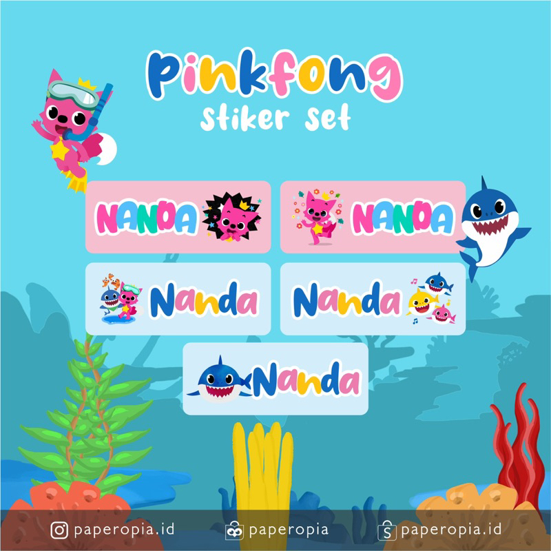 Jual sticker label nama lucu / stiker anti air set isi 40pcs custom ...