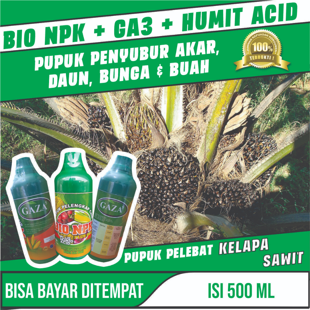 Jual PROMO BIO NPK PLUS GA3 PELEBAT BIBIT KELAPA SAWIT 500 ml, pupuk kelapa sawit, pupuk BOOSTER ...