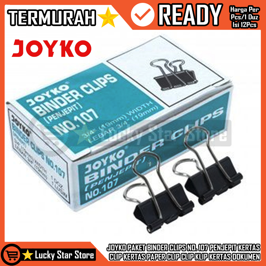 Jual BINDER CLIP KLIP KERTAS 107 JOYKO KLIP PENJEPIT KERTAS PAPER CLIP ...