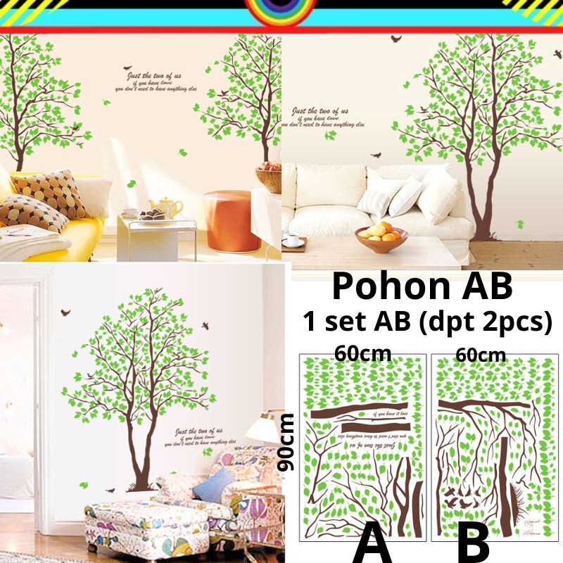 Jual WALLSTICKER WALL STICKER STIKER SETIKER HIASAN DINDING POHON AB DAUN HIJAU DEKORASI RUMAH ...