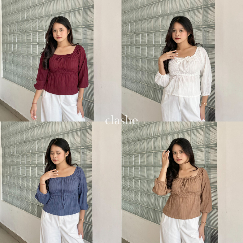 Jual Baju Blouse Pita Wanita Atasan Lengan Panjang Lady Crush Crinkle ...