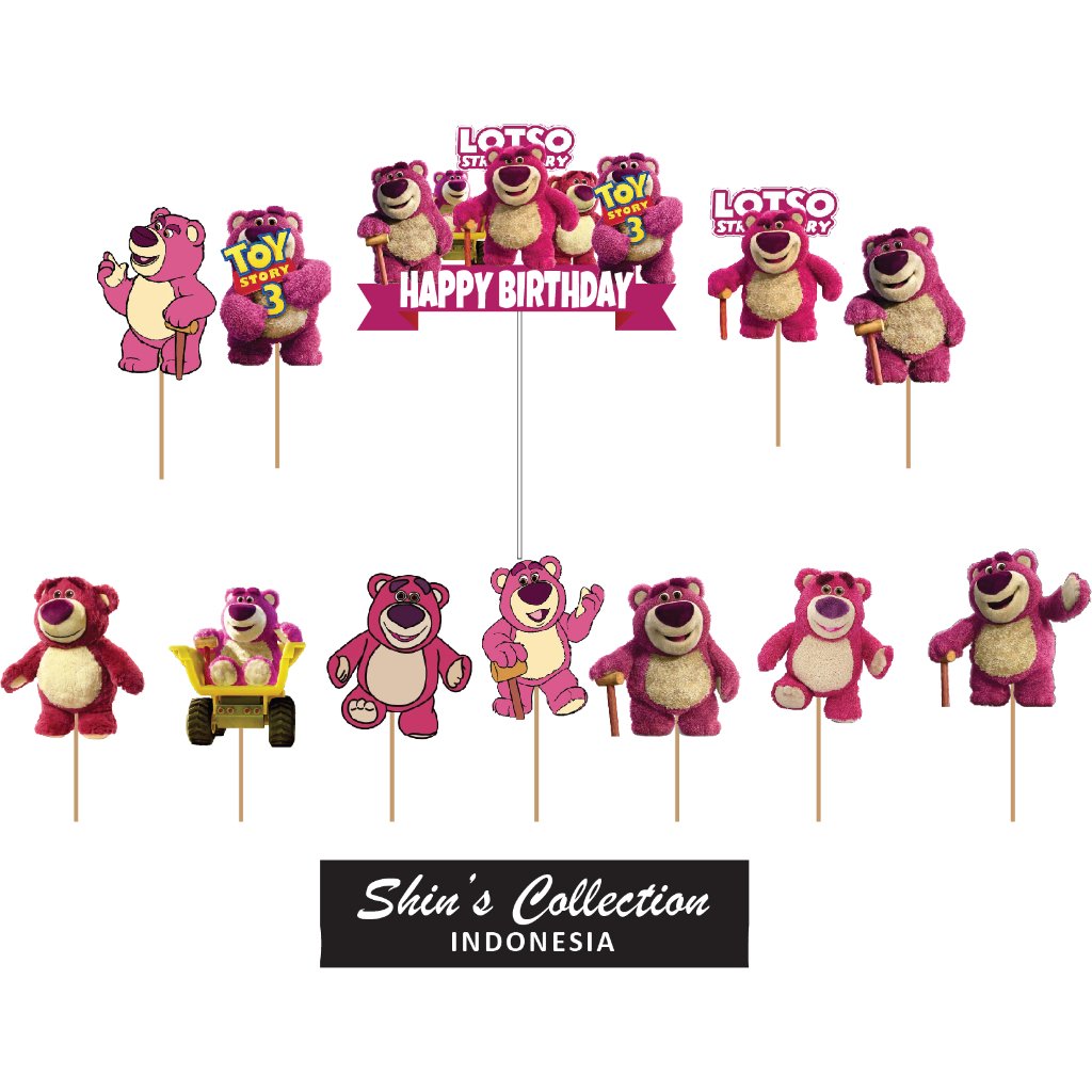 Jual Cake topper Lotso Solo Toy Story set isi 12 pcs | Shopee Indonesia