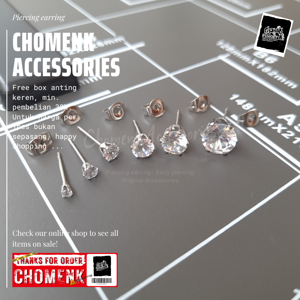 Jual 1pcs anting tindik anting pria anting titanium anting zicron ...