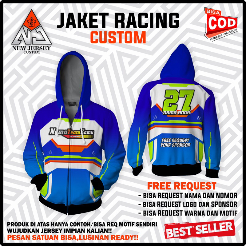 Jual Jaket Racing Custom Bebas Request Design Nama Nomor Logo Warna ...