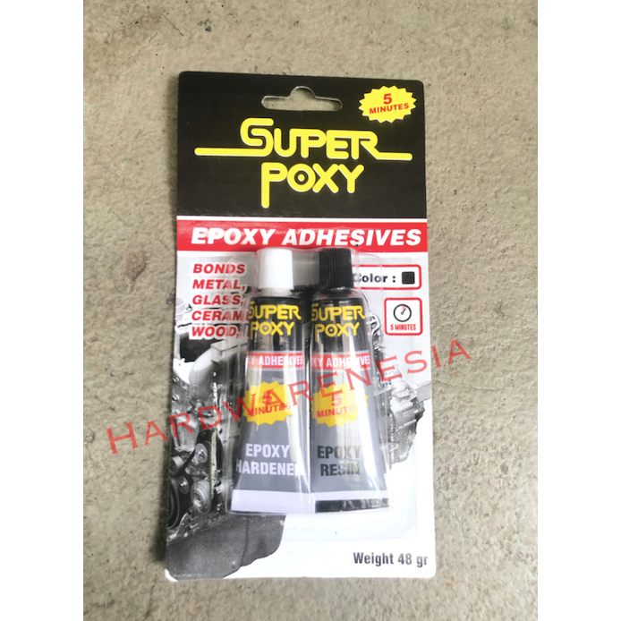 Jual SUPER POXY Lem Epoxy Adhesives 45 gr Gram Besi Baja Kayu Plastik ...