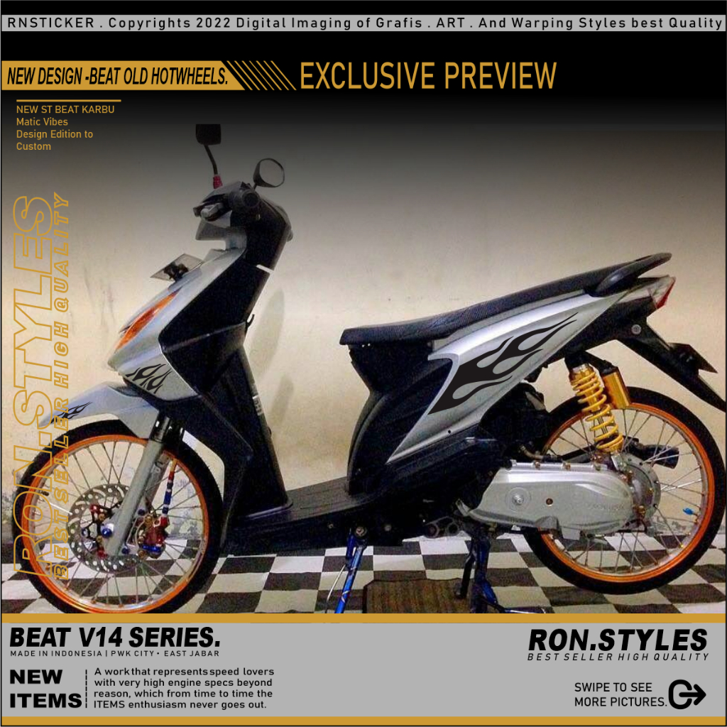 Jual BTV14 CUTTING STICKER STRIPING VARIASI BEAT KARBU OLD MOTIF API ...