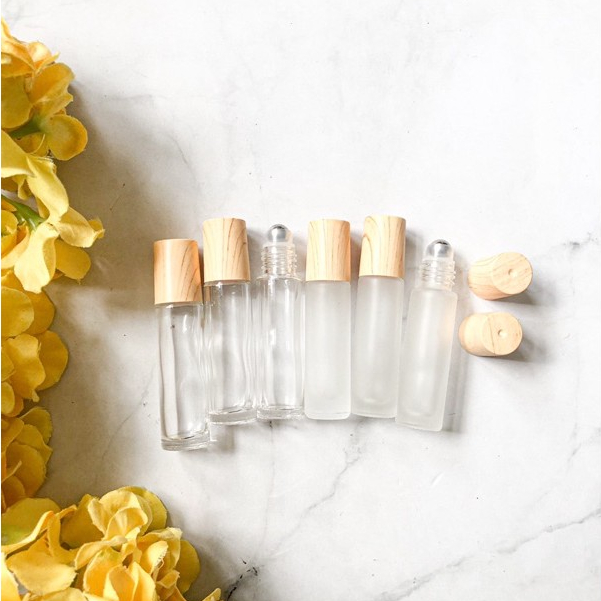Jual 10ml Botol Roll On Kaca Tutup WOOD BAMBU Bottle Rollon Roller ...