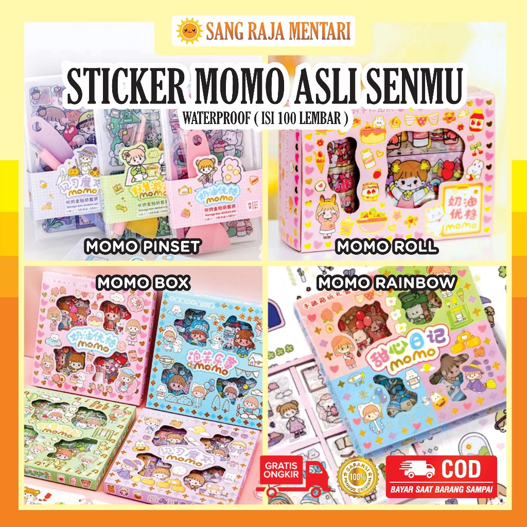 Jual Sticker Momo Waterproof Dapat Box isi 100 Lembar Stiker | Shopee ...
