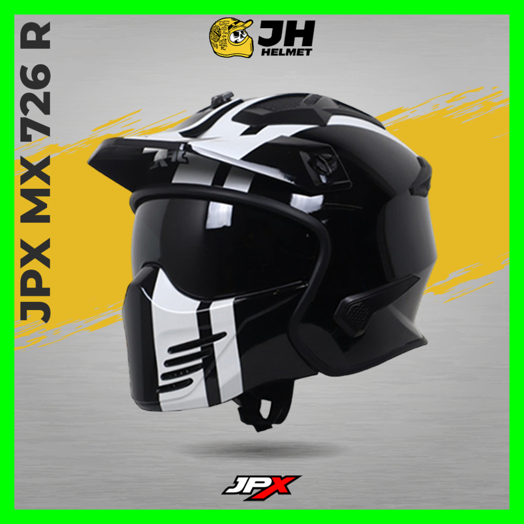Jual Helm JPX MX 726R Motif R04 Marz Black White Glossy | Helm Full ... Jual Helm JPX MX 726R Motif R04 Marz Black White Glossy | Helm Full ...