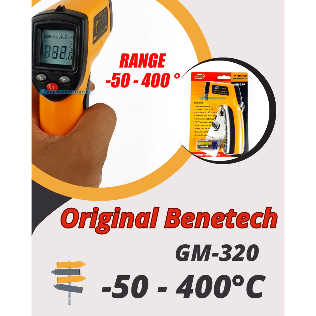 Jual New GM320 Termometer Digital Inframerah s.d 400C BENETECH ...