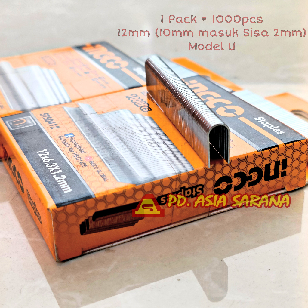 Jual Refill U Staples 12mm INGCO STS0412 Isi Steples Stapler Tembak ...