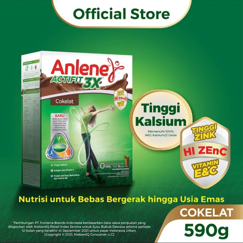 Jual Anlene Actifit 3X Coklat/Vanilla/Original 590 Gr - Susu Dewasa ...